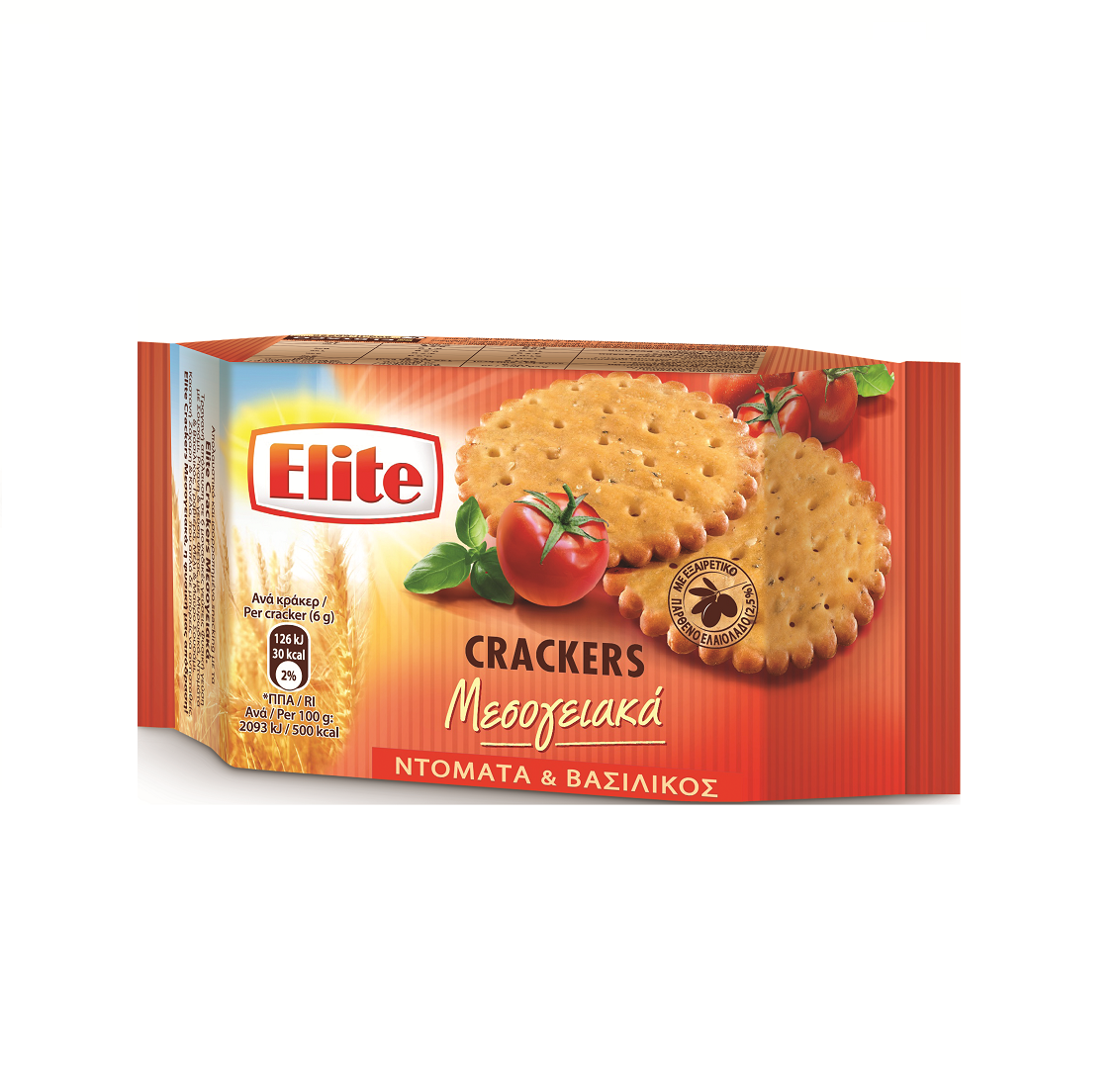 Elite Crackers Μεσογειακά Ντομάτα & Βασιλικός • ELBISCO